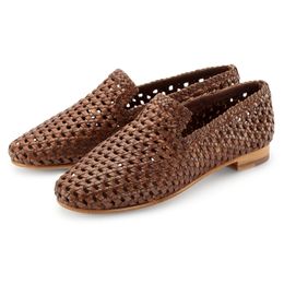 Allan K Damen-Lederslipper geflochten