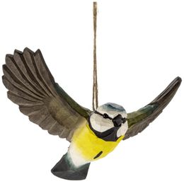 Wildlife Garden Fliegende Blaumeise Lindenholz handgeschnitzt