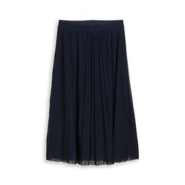 Tom Tailor Damen High Waist Plissee Midi-Rock, blau, Uni, Gr. 36