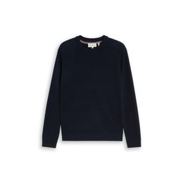 Tom Tailor Herren Strickpullover mit Seidenanteil, blau, Uni, Gr. XXL