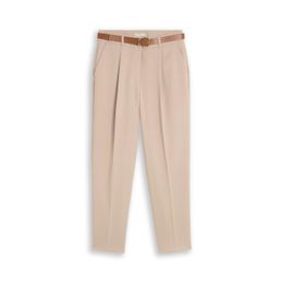 Tom Tailor Damen Loose Fit Barrel Hose mit G&uuml;rtel, braun, Uni, Gr. 44/28