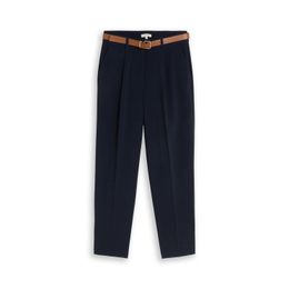 Tom Tailor Damen Loose Fit Barrel Hose mit G&uuml;rtel, blau, Uni, Gr. 44/28