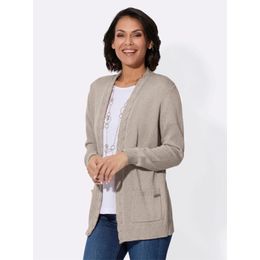 WITT Damen Strickjacke mit aufgesetzten Taschen, sesam-ecru-meliert, Gr&ouml;&szlig;e 50