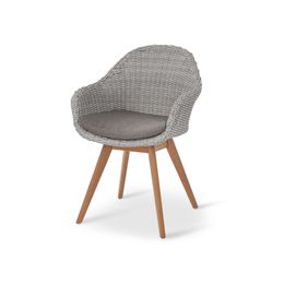 Tchibo - Gartensessel aus Polyrattan und Eukalyptus - 60,5x65x86cm - hellgrau - Eukalyptusholz / Polyethylen / Polyester