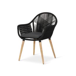 Tchibo - Schalenstuhl mit Textilgeflecht - 60x61x84cm - anthrazit - Eukalyptusholz / Stahl / Polyester