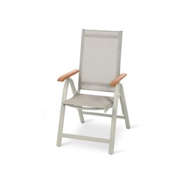 Tchibo - Hochlehner - 59x73x108cm - beige - Eukalyptusholz / Aluminium / Polyester