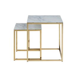 Tchibo - Beistelltische in Marmoroptik - 45x45x50cm - wei&szlig; -