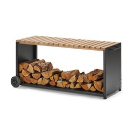Tchibo - Kaminholzbank mit Rollen - 119,5x41x52cm - schwarz - Stahl / Holz / Wachs