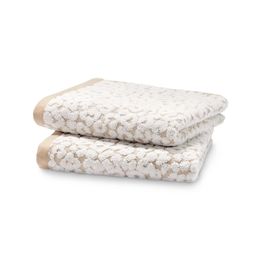 Tchibo - 2 Premium-Jacquard-Handt&uuml;cher im Leo-Dessin - beige