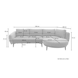 DOMO collection Loungesofa &raquo;Toledo&laquo; - 292x180x85cm - schwarz -