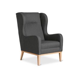 Max Winzer Ohrensessel &raquo;Anthony&laquo; - 66x78x104cm - anthrazit - Holz / Polyester / Buchenholz