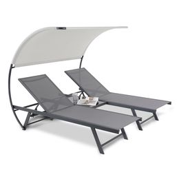 Leco-Sonnenbett &raquo;Lotta&laquo; - 190x170x176cm - anthrazit - Aluminium / Stahl / Polyvinylchlorid