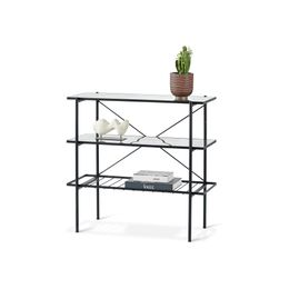 Tchibo - Konsole - 90x39,5x85cm - schwarz - Stahl / Glas / Glas