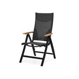 Tchibo - Hochlehner mit verstellbarer R&uuml;ckenlehne - 61,5x70,5x109,5cm - schwarz - Aluminium / Polyester / Eukalyptusholz