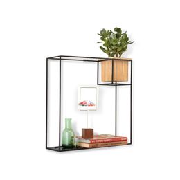 Umbra-Wandregal &raquo;Cubist&laquo; mit integriertem Pflanzentopf - 38x11x38cm - schwarz - Metall / Holz