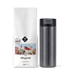 Kaffee-Geschenkset &bdquo;Alltagsheld to Camping&bdquo; &ndash; 1x 1kg Omni-Roast Ganze Bohne und Kambukka Becher