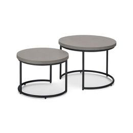 Tchibo - 2 Couchtische mit Beton-Tischplatte - 68x73x68cm - schwarz - Stahl / Polyzement / Polypropylen