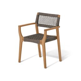 Tchibo - Stapelbarer Dining-Stuhl mit Textilgeflecht - 60x51x84,5cm - beige - Akazienholz / Holz / Polypropylen