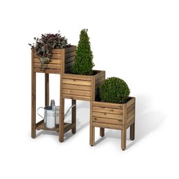 Tchibo - Pflanztreppe &raquo;Tinus&laquo; mit Regalboden - 110x40x103cm - braun - Holz / Holz / Stahl