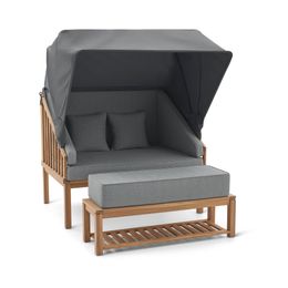 Tchibo - Premium Lounge-Strandkorb mit Sonnenschutz-Dach - 140x105x175cm - anthrazit - Akazienholz / Polypropylen / Polyester