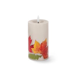 Tchibo - LED-Echtwachskerze mit Bl&auml;tter-Print - beige