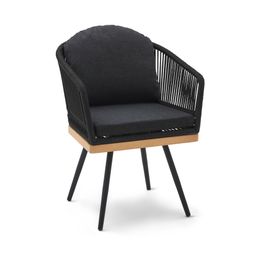Tchibo - Drehbarer Gartenstuhl mit Textilgeflecht - 61x62x81cm - schwarz - Stahl / Polypropylen / Polyester