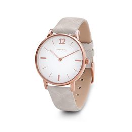 Tchibo - Armbanduhr mit Lederband - grau