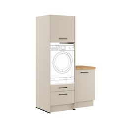 Tchibo - Waschmaschinenschrank mit Unterschrank - 123x68,5x206cm - schwarz - Holz / Metall