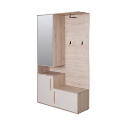Roba Kompaktgarderobe &raquo;Entry&laquo; - 117x38x198cm - braun - Holz / Metall / Glas