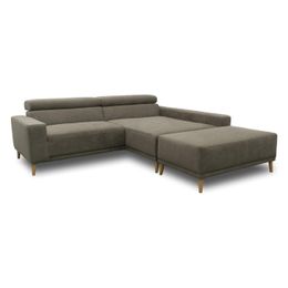 Domo Eck-Schlafsofa &raquo;Malm&ouml;&laquo; mit Hocker - 248x172x72cm - grau - Polyester / Acryl / Holz