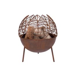 Tchibo - Feuerschale mit Zier-Blatt Design - braun
