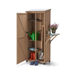 Tchibo - Gro&szlig;er Gartenschrank &raquo;Tinus&laquo; mit hochklappbarem Seitenregal - 70x38,5x170cm - silber - Holz / Holz / Stahl
