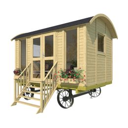 Weka Bauwagen S - 360x243x313cm - schwarz - Holz / Fichtenholz / Glas