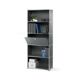 Tchibo - Hohes Metall-Regal mit einem versetzbaren Klappfach - 77x40x194,5cm - chrom - Stahl / Metall / Kunststoff