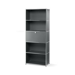 Tchibo - Hohes Regal Metall &raquo;Cn3&laquo; mit Klappenfach - 77x40x194,5cm - chrom - Stahl / Aluminium / Kunststoff