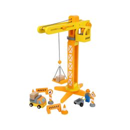 Small Foot Baukran mit Baustellenzubeh&ouml;r - braun