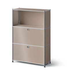 Tchibo - Metall-Kommode &raquo;Cn3 Slim Line&laquo; mit 2 versetzbaren Klappenf&auml;chern - 77x30,5x120,3cm - taupe -