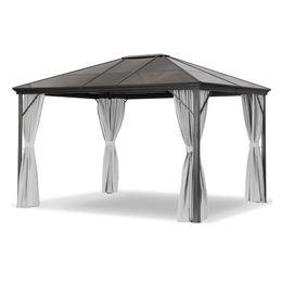 Leco Pavillon mit Seitenw&auml;nden - 365x300x270cm - anthrazit - Aluminium / Polyester / Stahl