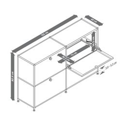 Tchibo - Sideboard Metall &raquo;Cn3&laquo; mit 4 Klappen - 152x40x82,5cm - beige -