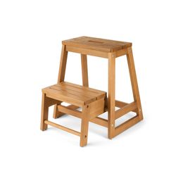 Tchibo - Massivholz-Klapptritt - 47x50,5x49cm - braun - Eukalyptusholz / Stahl / Silikon