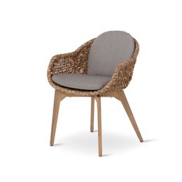 Tchibo - Premium Schalenstuhl mit Polyrattangeflecht - 62x62,5x80cm - beige - Stahl / Akazienholz / Polyethylen