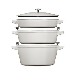 Staub Gusseisen-Kochtopfset &raquo;Stackable&laquo; - silber