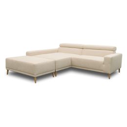 Domo Eck-Schlafsofa &raquo;Malm&ouml;&laquo; mit Hocker - 248x172x72cm - creme - Polyester / Acryl / Holz