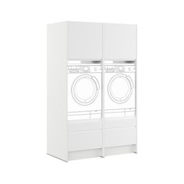 Tchibo - Modulschrank f&uuml;r Waschmaschine und Trockner - 126x68,5x206cm - wei&szlig; - Holz / Metall