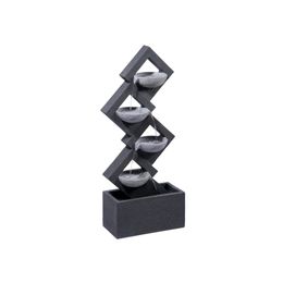 Dobar Gartenbrunnen mit 4 Schalen und LEDs - 41,5x20,5x100,5cm - grau -