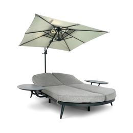 Leco Sonnenliege mit Ampelschirm - 240x253x240cm - anthrazit - Aluminium / Polyester / Schaumstoff