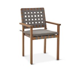 Tchibo - Stapelbarer Gartenstuhl mit Gurtgeflecht - 57,5x59x90,3cm - taupe - Akazienholz / Stahl / Polypropylen