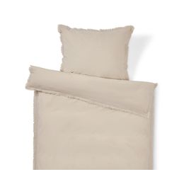 Tchibo - Premium-Perkal-Bettw&auml;sche mit Fransen - beige
