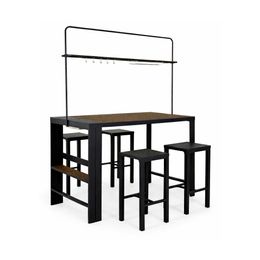 Leco Bartisch und 4 Hocker - 157x209x80cm - braun - Aluminium