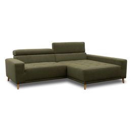 Domo Ecksofa mit Longchair &raquo;Helsingborg&laquo; - 172x248x44cm - braun - Polyester / Holz / Vlies